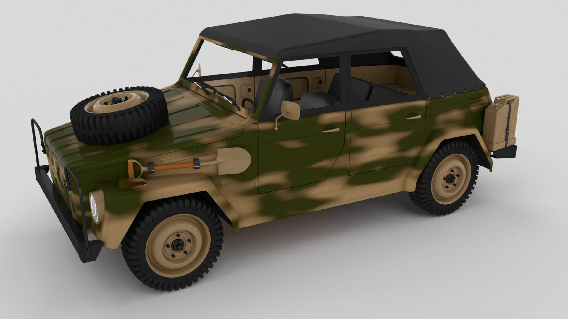 VW Type 181 Army with Interior Top Up - 3D Model by dragosburian