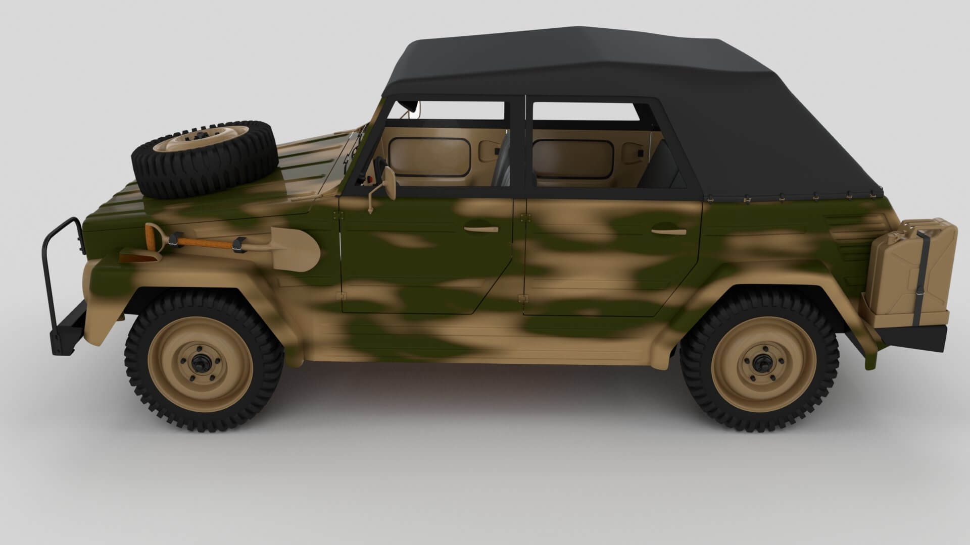 VW Type 181 Army with Interior Top Up - 3D Model by dragosburian