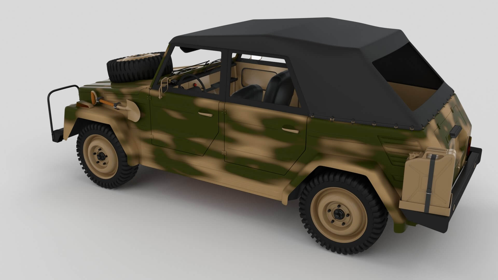 VW Type 181 Army with Interior Top Up - 3D Model by dragosburian