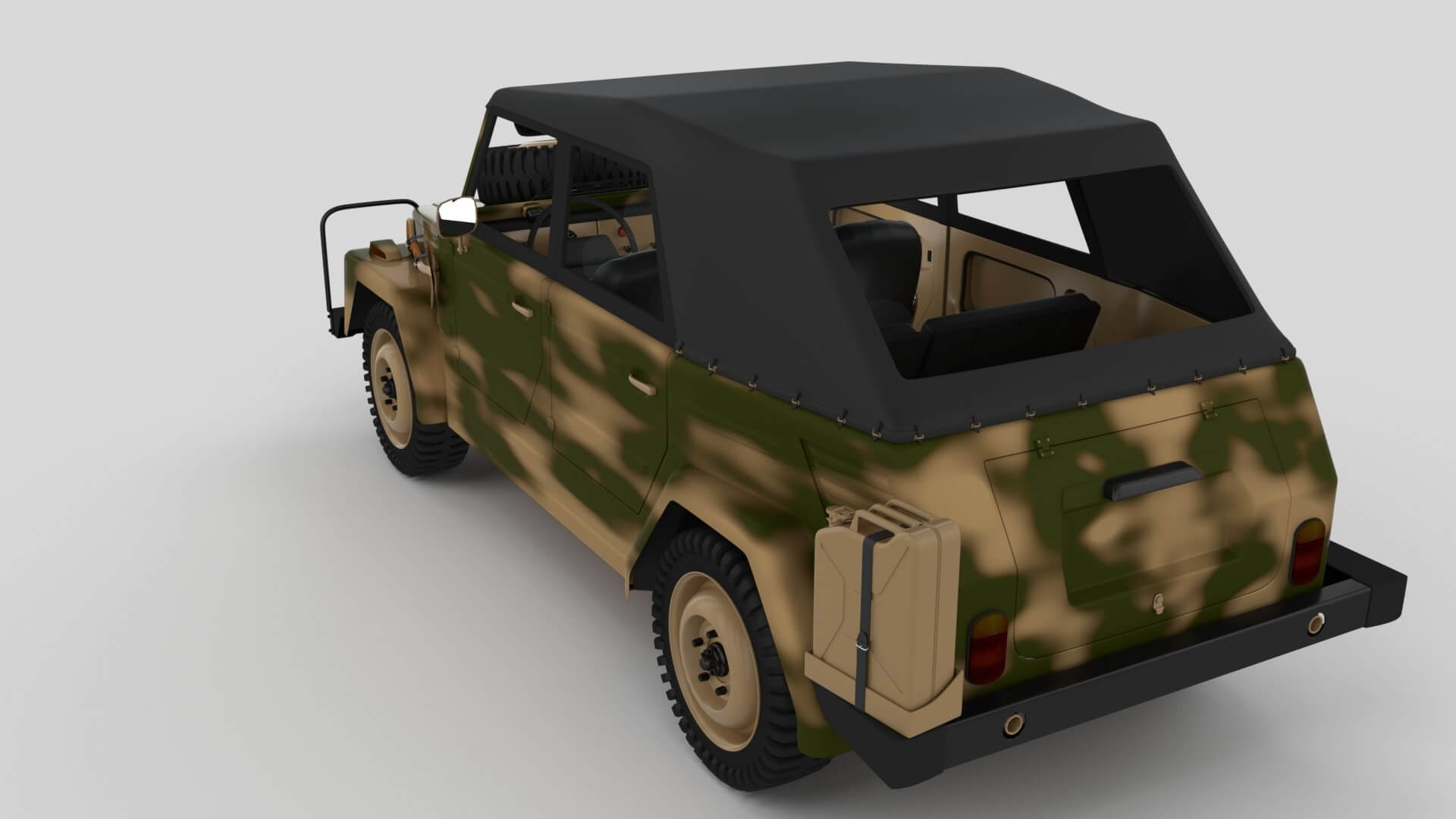 VW Type 181 Army with Interior Top Up - 3D Model by dragosburian