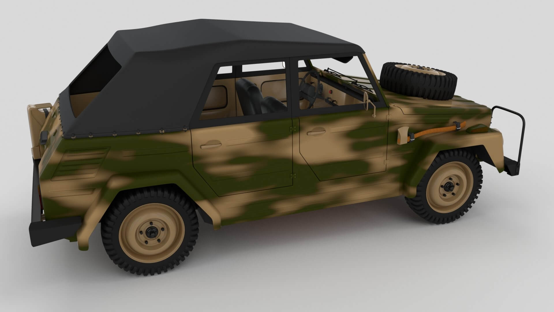 VW Type 181 Army with Interior Top Up - 3D Model by dragosburian