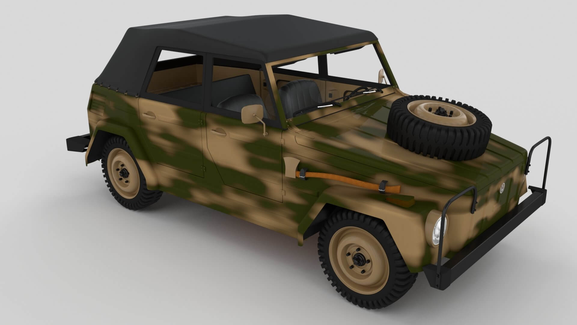VW Type 181 Army with Interior Top Up - 3D Model by dragosburian
