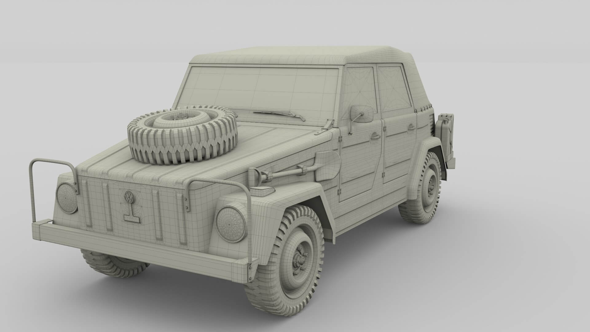 VW Type 181 Army with Interior Top Up - 3D Model by dragosburian