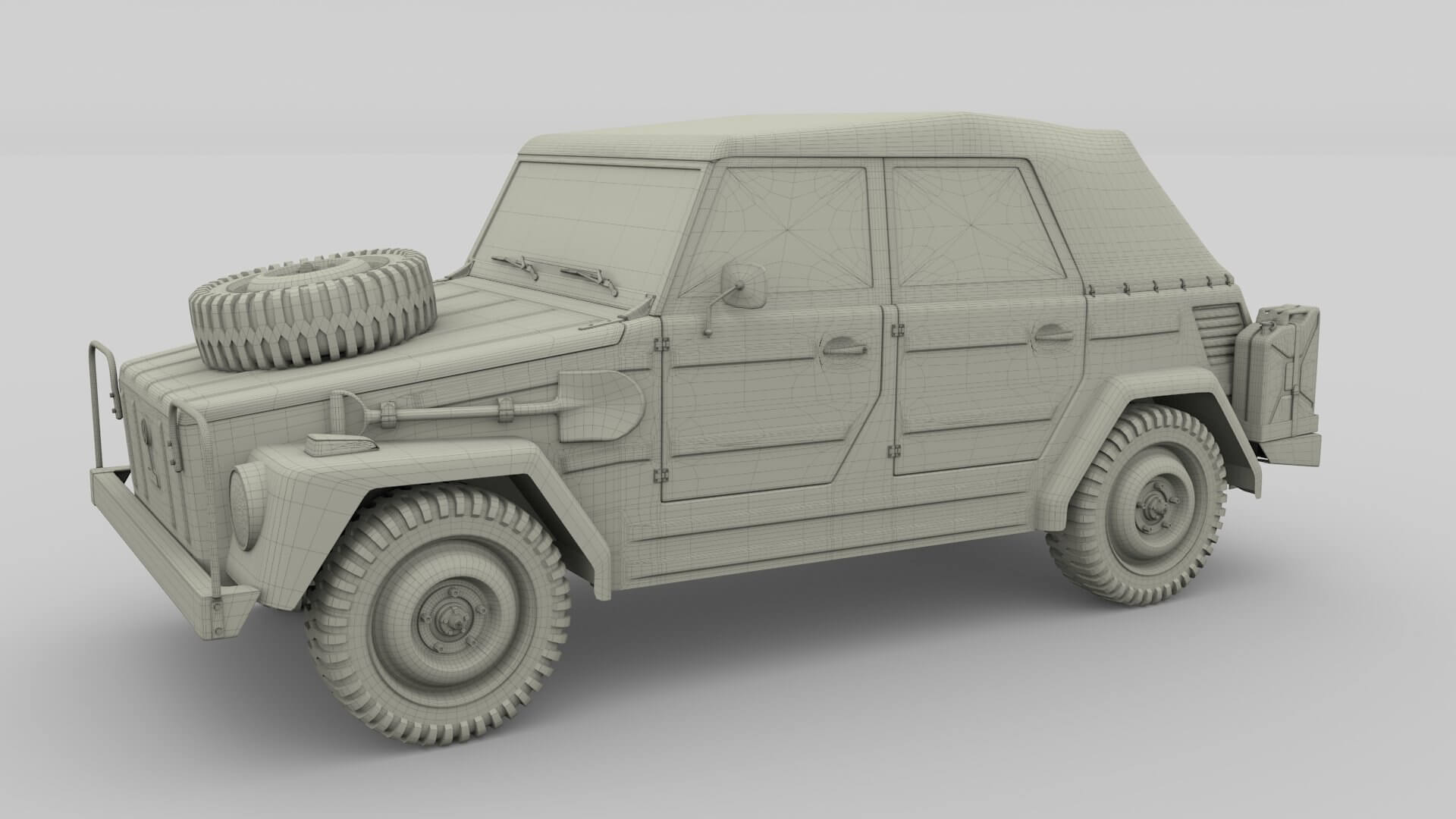 VW Type 181 Army with Interior Top Up - 3D Model by dragosburian