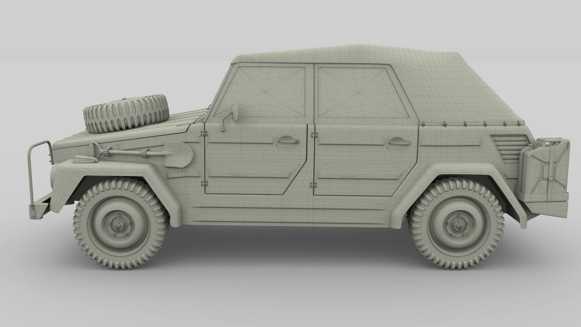 VW Type 181 Army with Interior Top Up - 3D Model by dragosburian