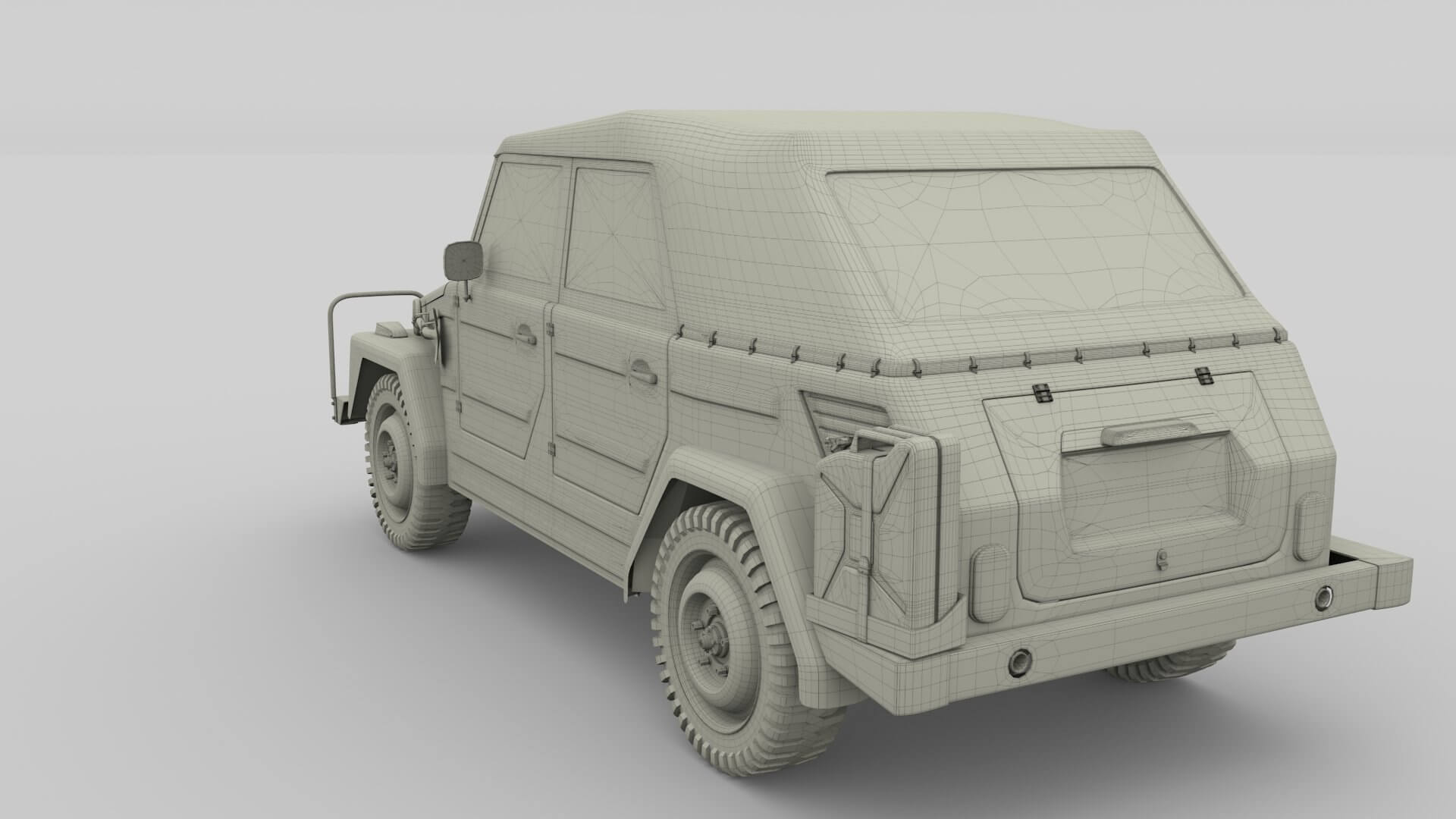 VW Type 181 Army with Interior Top Up - 3D Model by dragosburian
