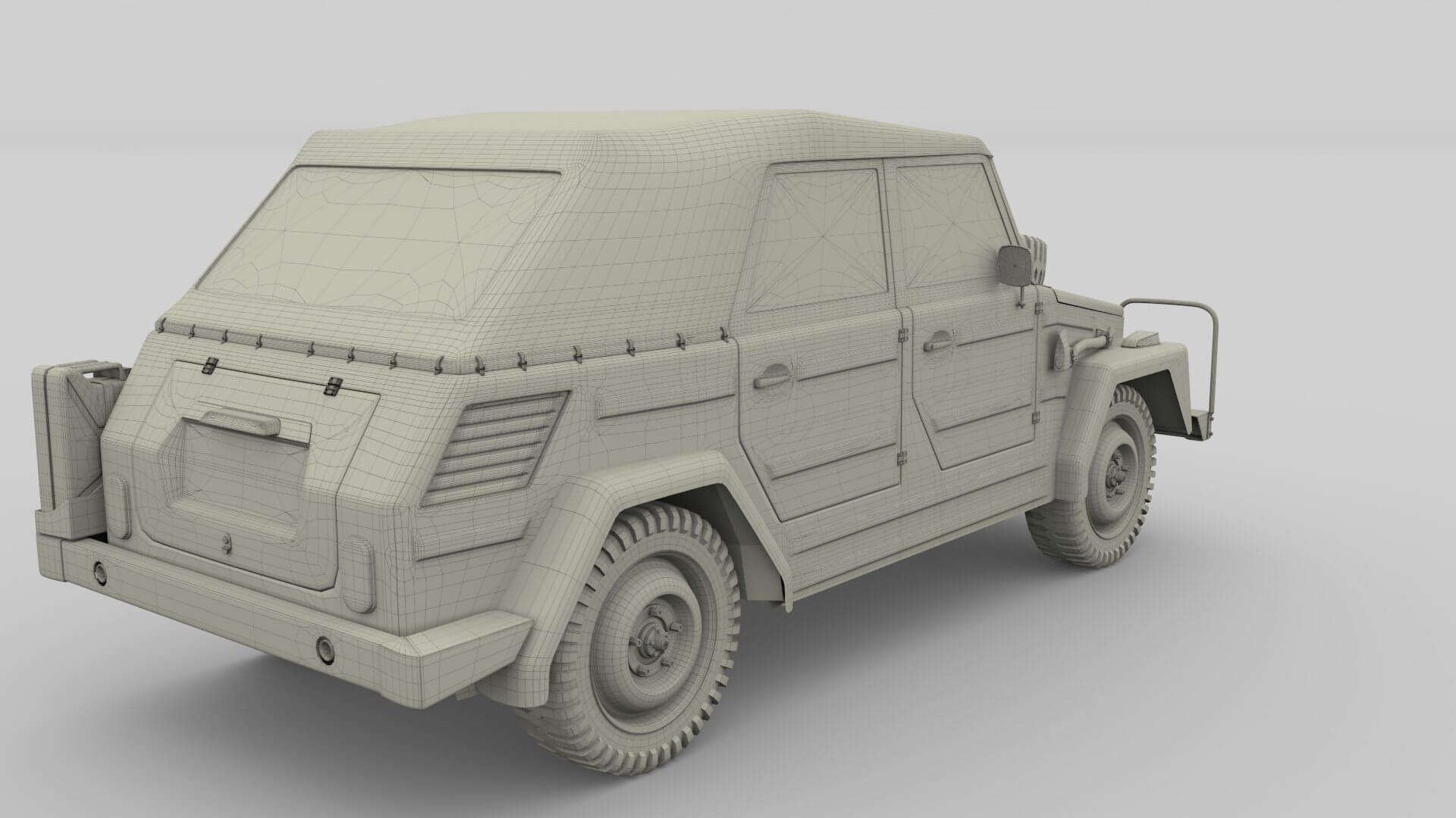 VW Type 181 Army with Interior Top Up - 3D Model by dragosburian