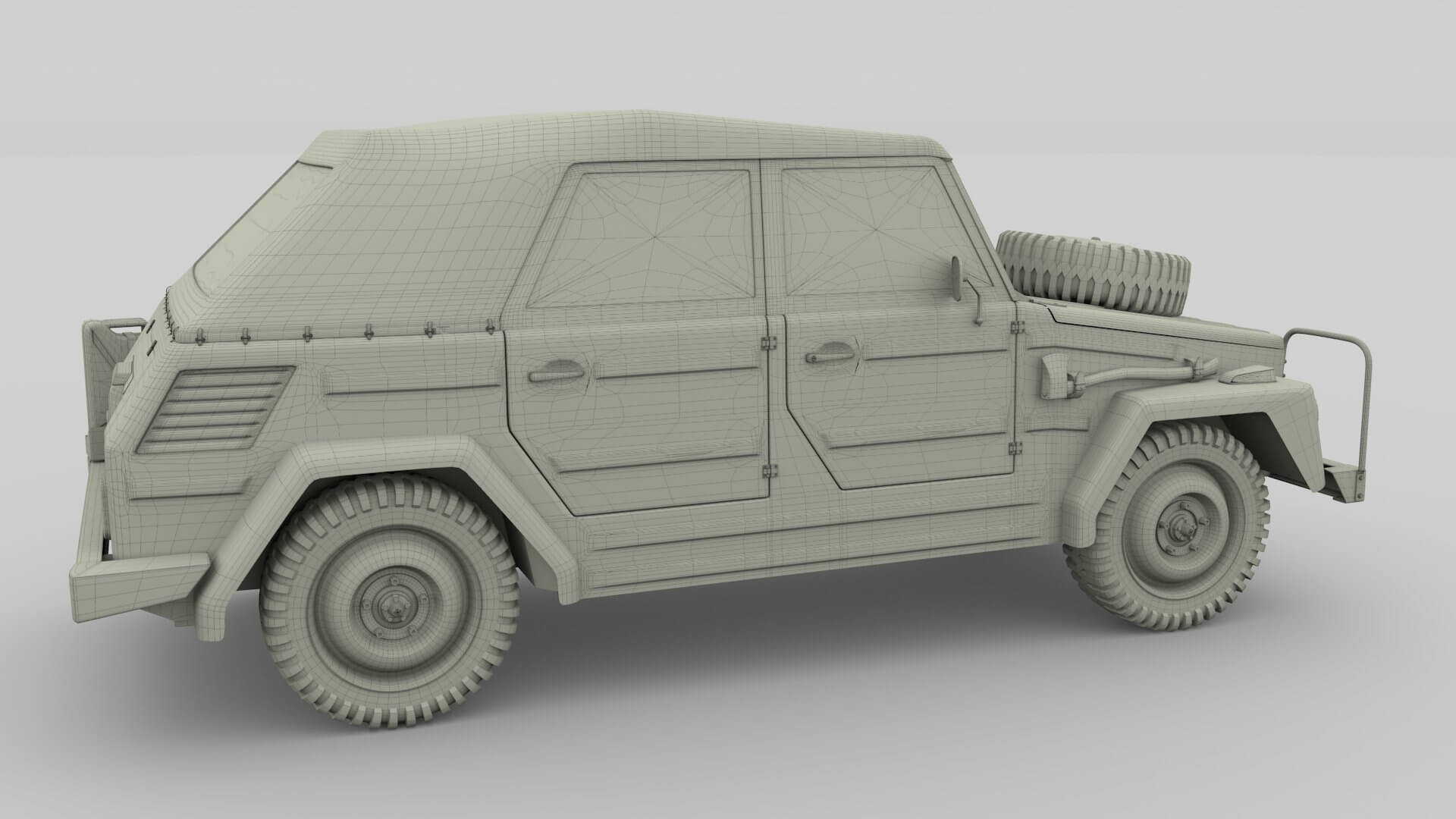 VW Type 181 Army with Interior Top Up - 3D Model by dragosburian
