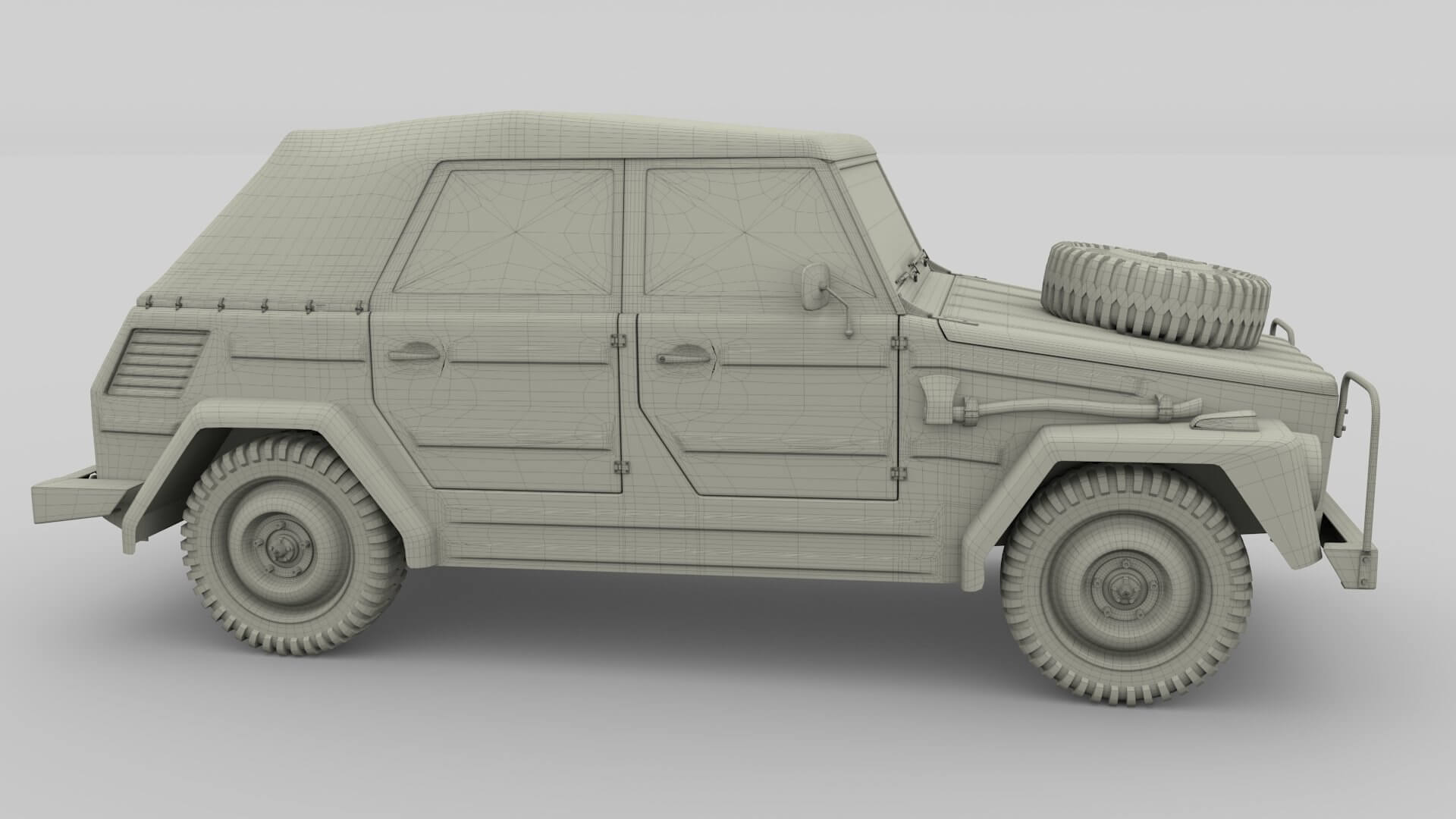 VW Type 181 Army with Interior Top Up - 3D Model by dragosburian