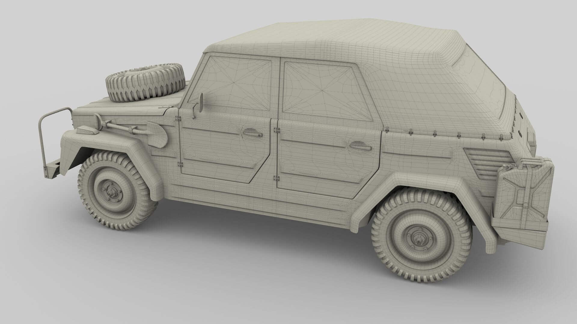 VW Type 181 Army with Interior Top Up - 3D Model by dragosburian