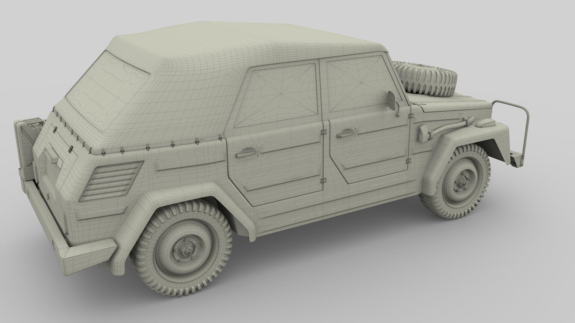 VW Type 181 Army with Interior Top Up - 3D Model by dragosburian