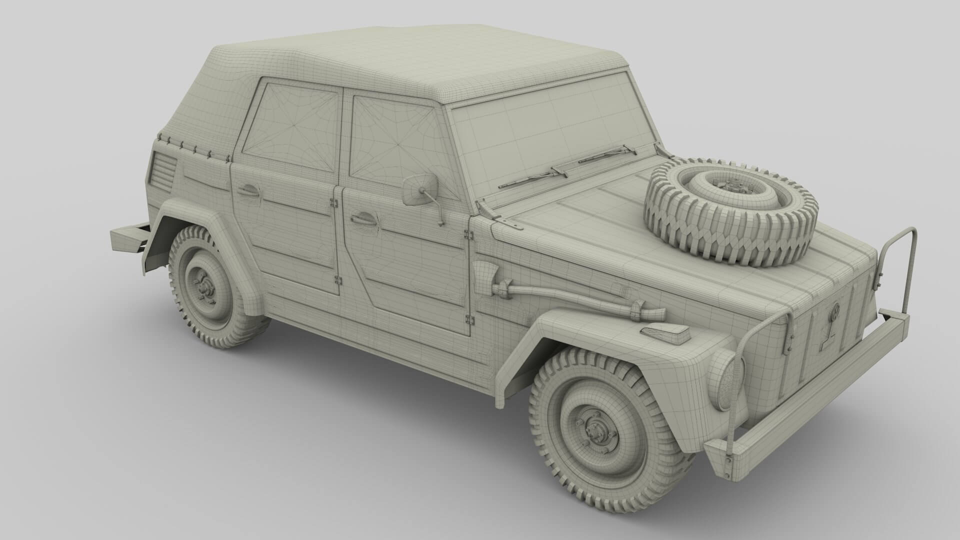 VW Type 181 Army with Interior Top Up - 3D Model by dragosburian