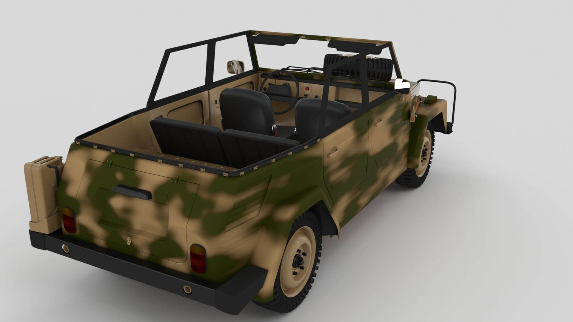 VW Type 181 with Interior Army - 3D Model by dragosburian