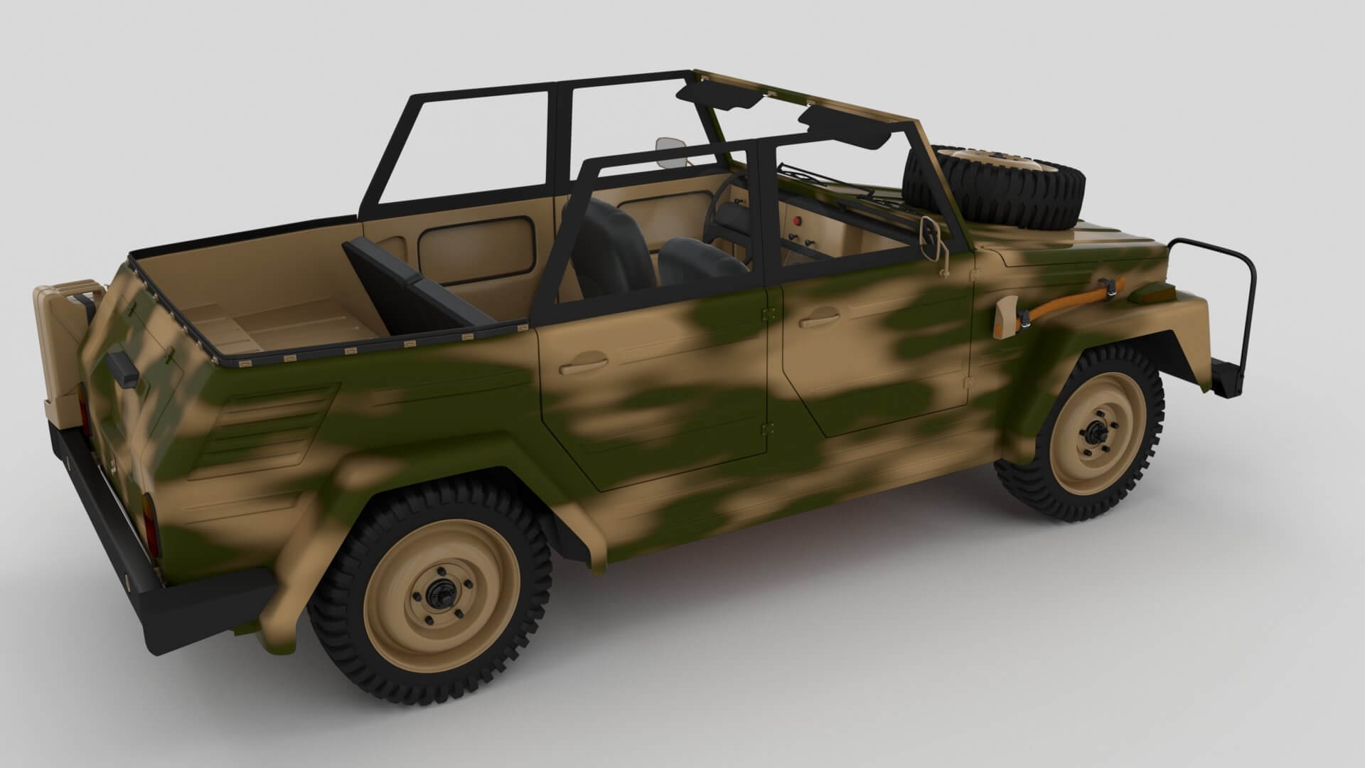 VW Type 181 with Interior Army - 3D Model by dragosburian