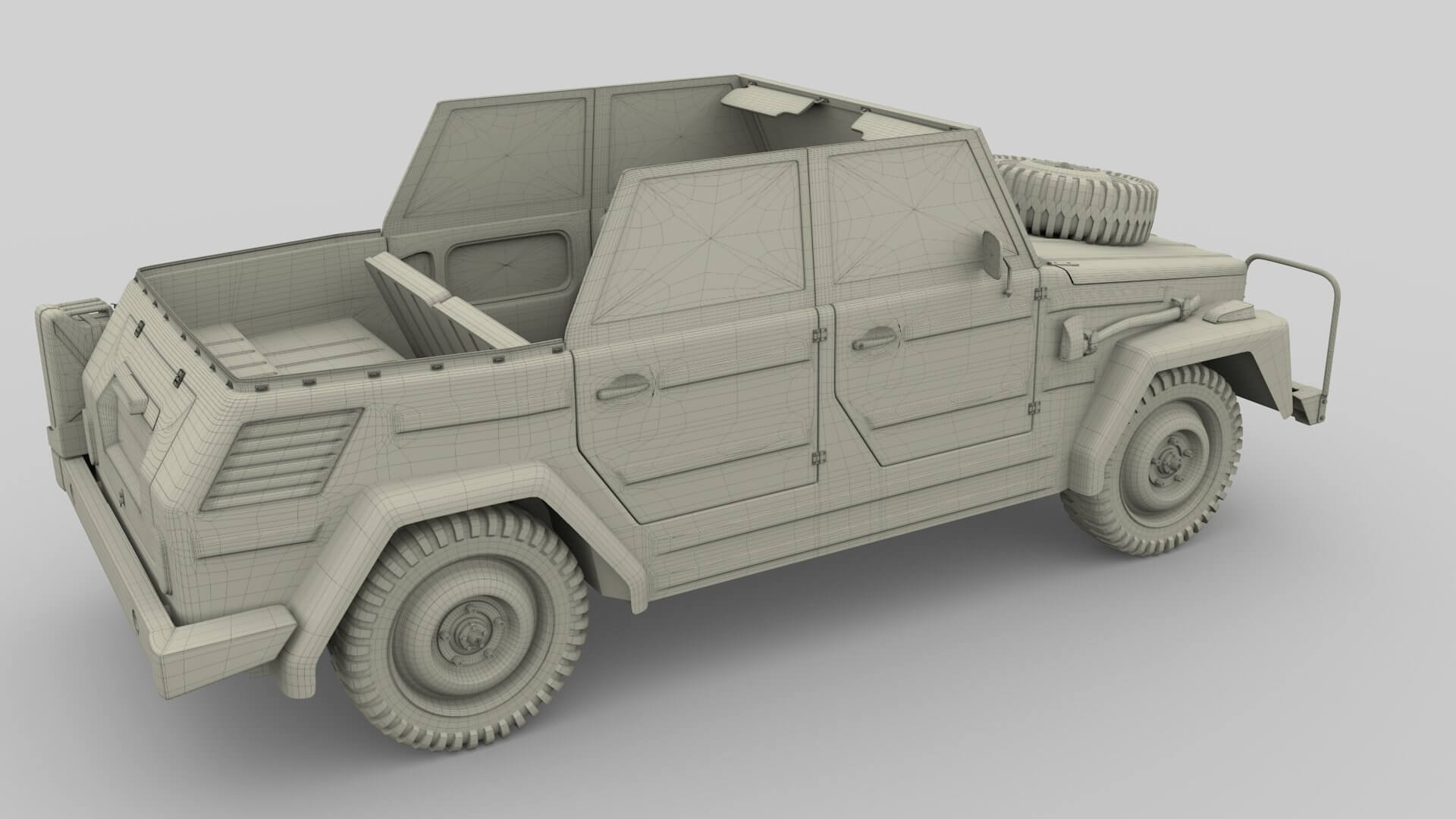 VW Type 181 with Interior Army - 3D Model by dragosburian