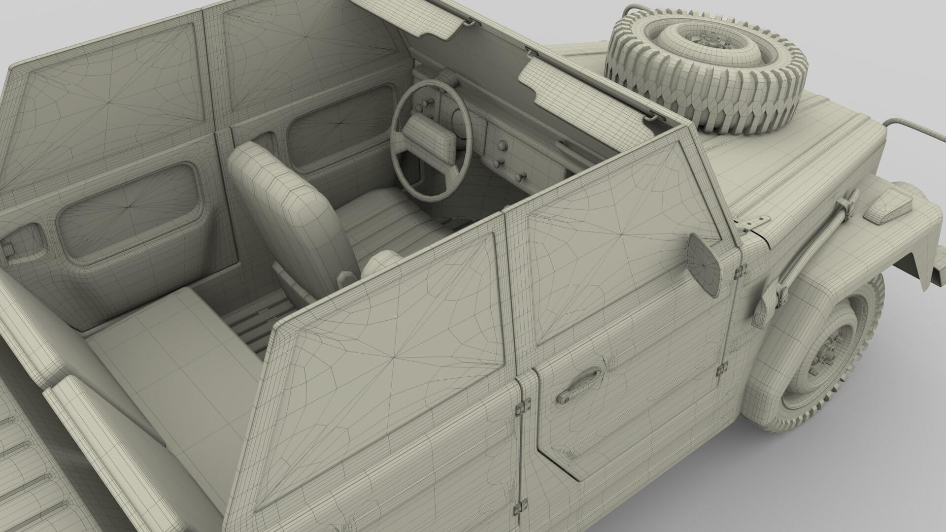 VW Type 181 with Interior Army - 3D Model by dragosburian