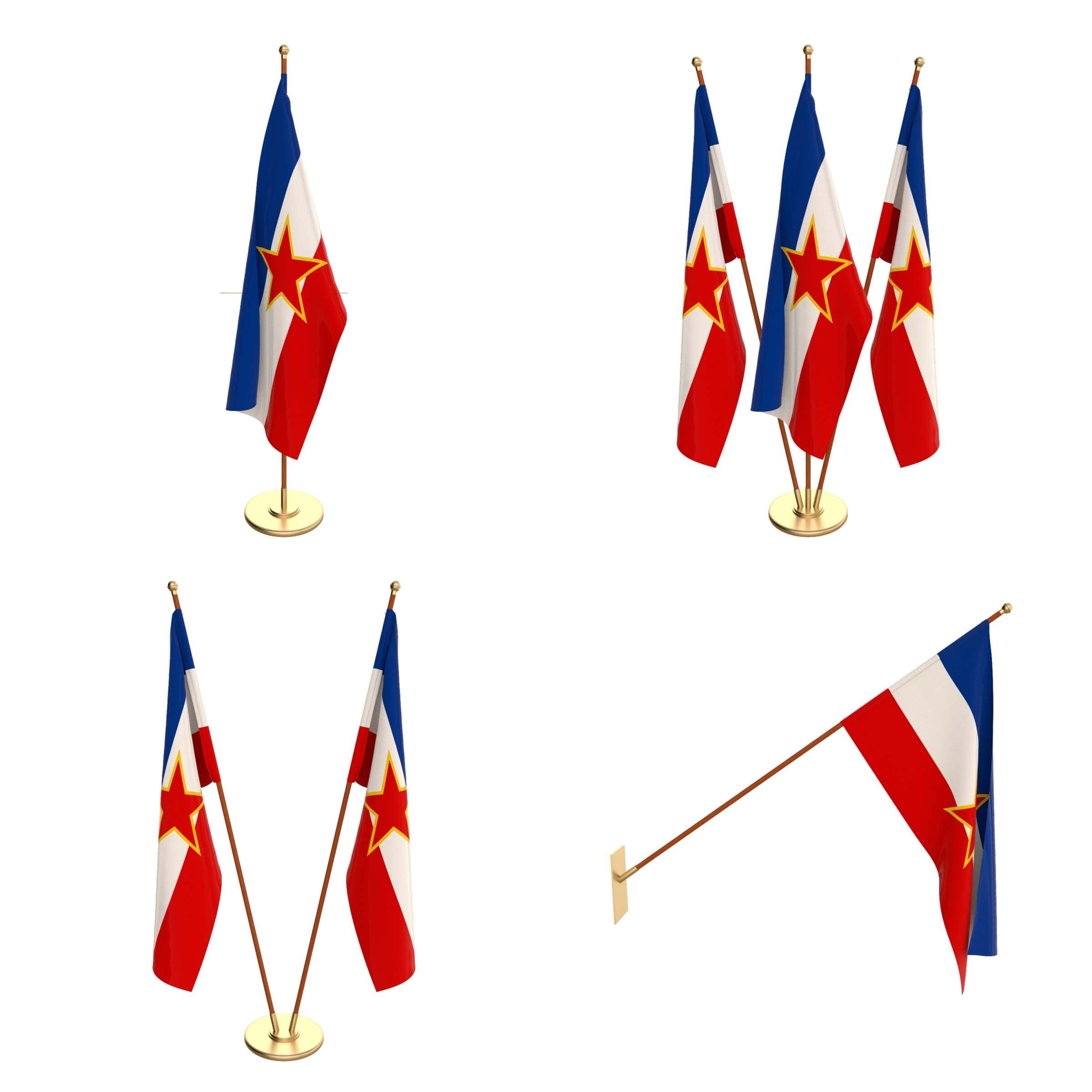 Yugoslavia Flag Pack - 3D Model by dragosburian