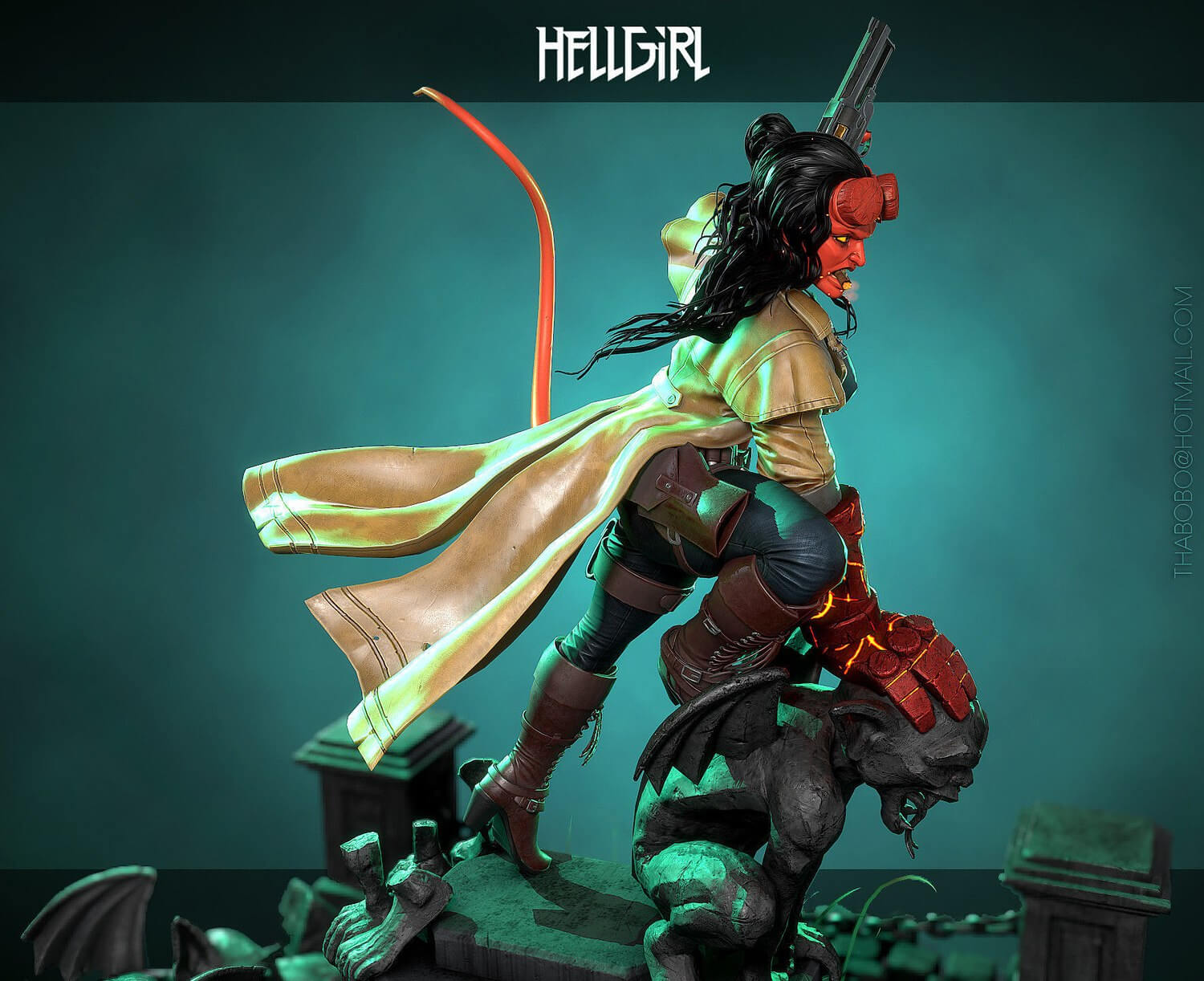 Hellgirl for 3D Printing by drawingbook001