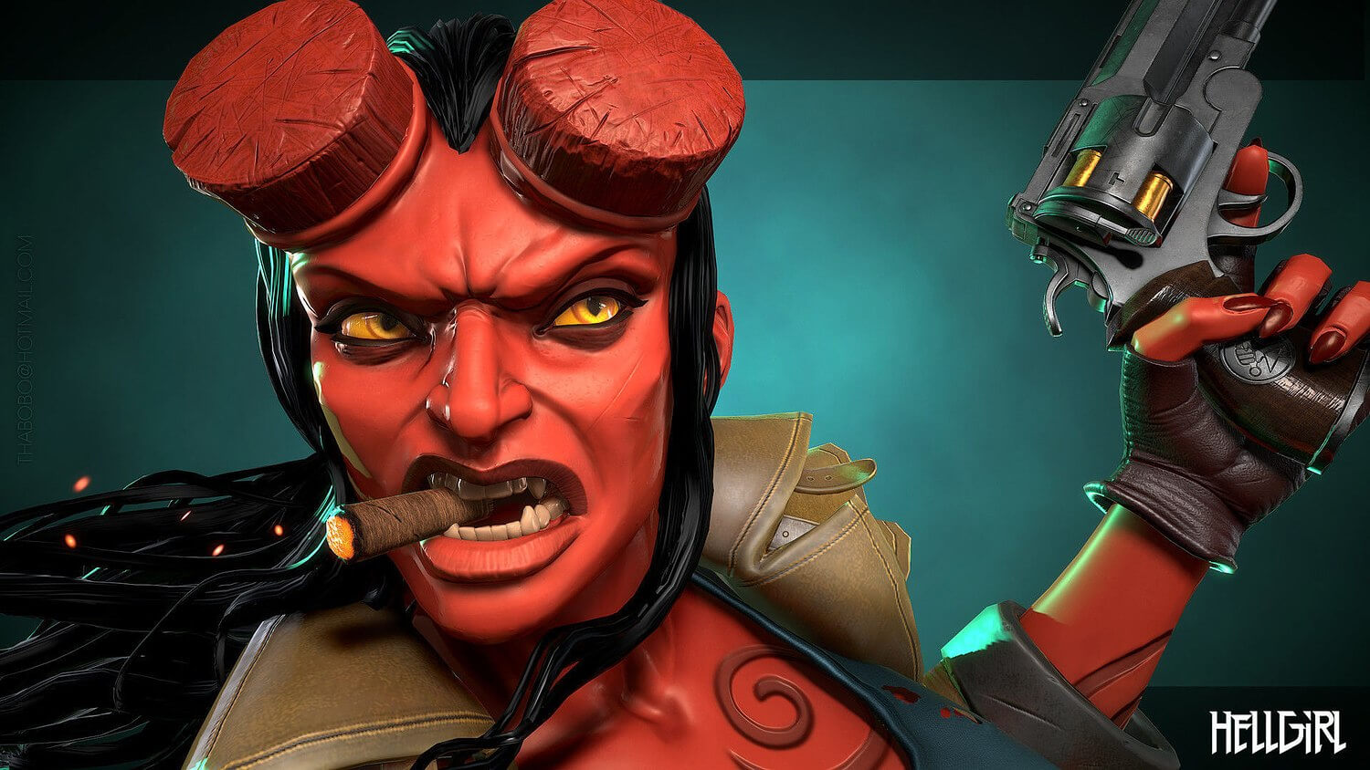 Hellgirl for 3D Printing by drawingbook001