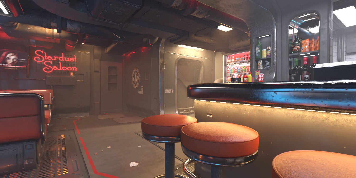 20 HDRI Maps For DAZ Studio - Sci-Fi Saloon 3D Render
