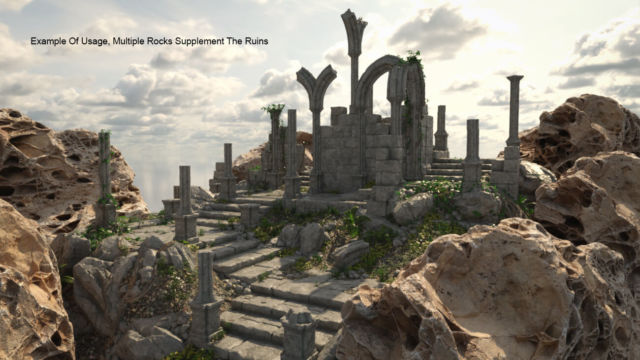 HD Scan Rock 01 - Example Of Usage - DAZ Studio Render 3D Render