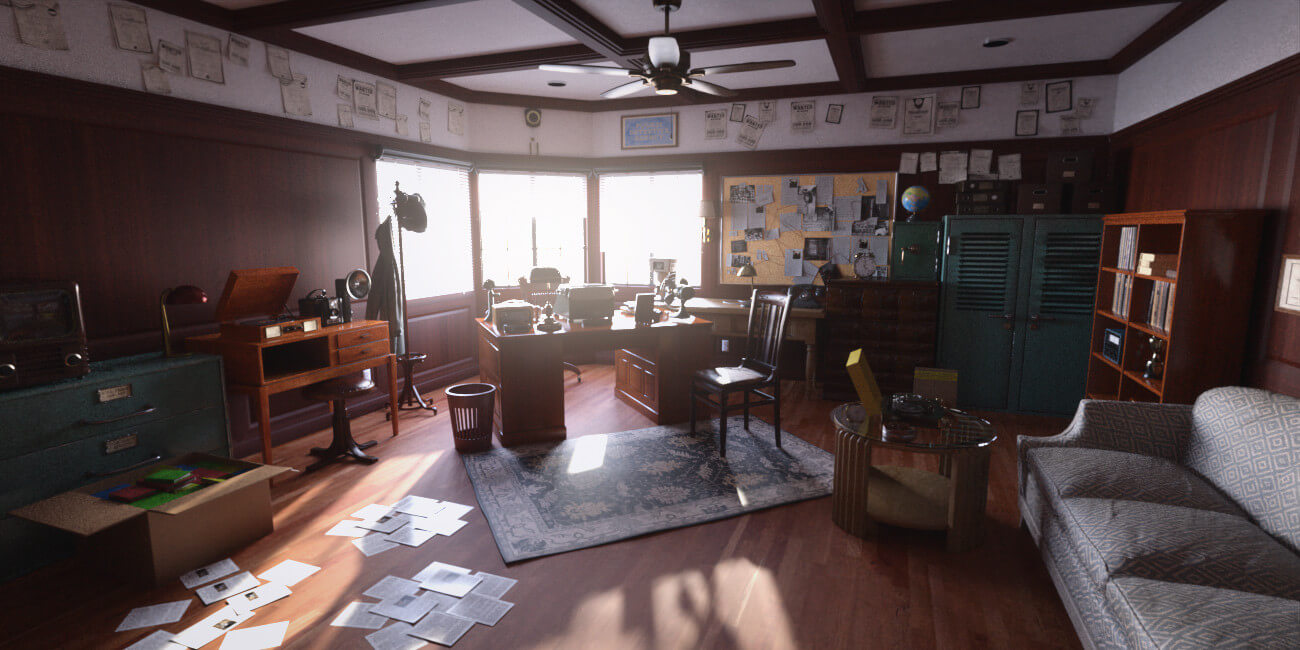 Hot HDRI Sets - Detective Office - EXR Version HDR Image by Dreamlight