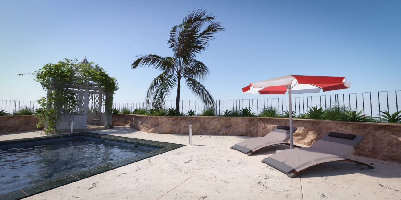 Hot HDRI Sets - Hamptons Pool House - EXR Format HDR Image by Dreamlight