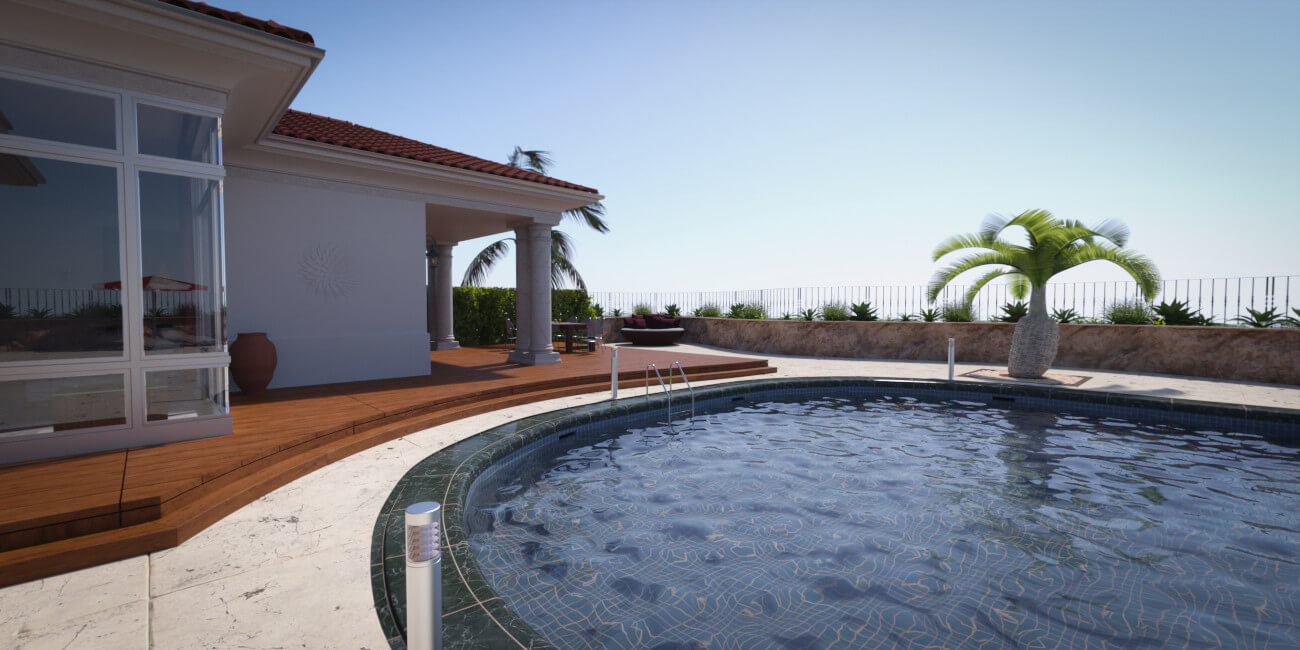 Hot HDRI Sets - Hamptons Pool House - EXR Format HDR Image by Dreamlight