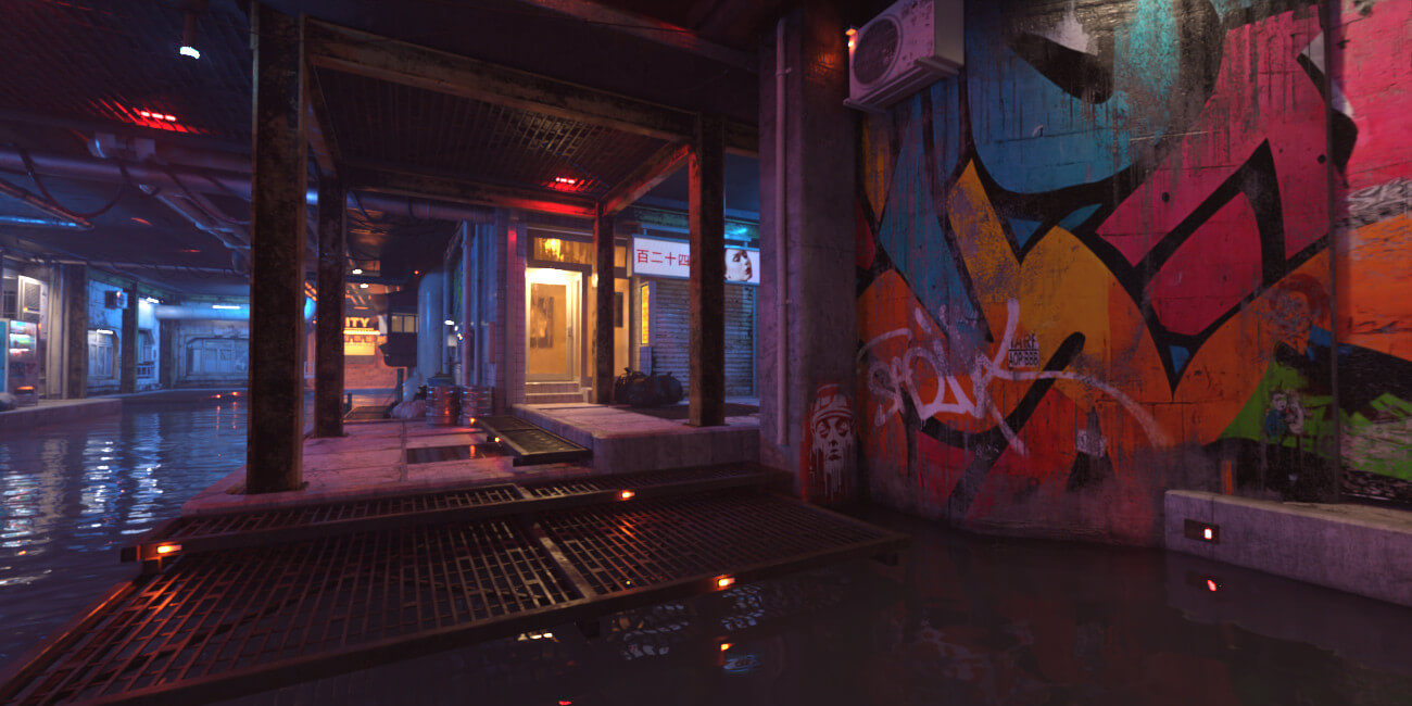 Hot HDRI Sets - Neon Dark City - DAZ Studio by Dreamlight