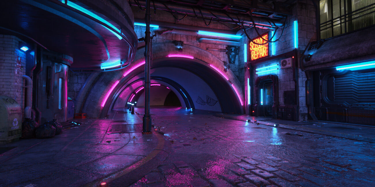 Hot HDRI Sets - Neon Dark City Streets - DAZ Studio by Dreamlight