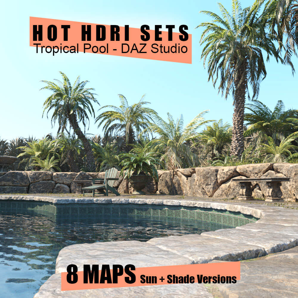 Hot HDRI Sets - Tropical Pool - DAZ Studio by Dreamlight