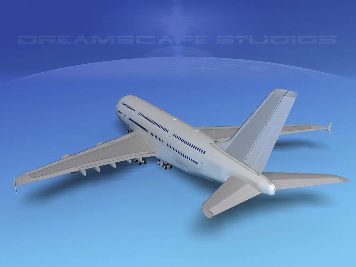 Airbus A380-800 Bare Metal 3D Model by Dreamscape Studios