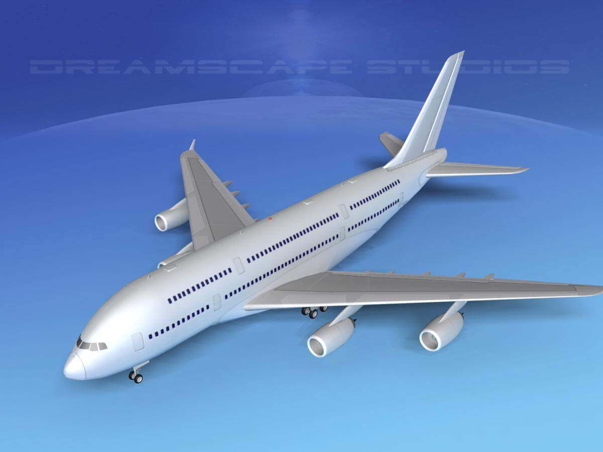 Airbus A380-800 Bare Metal 3D Model by Dreamscape Studios