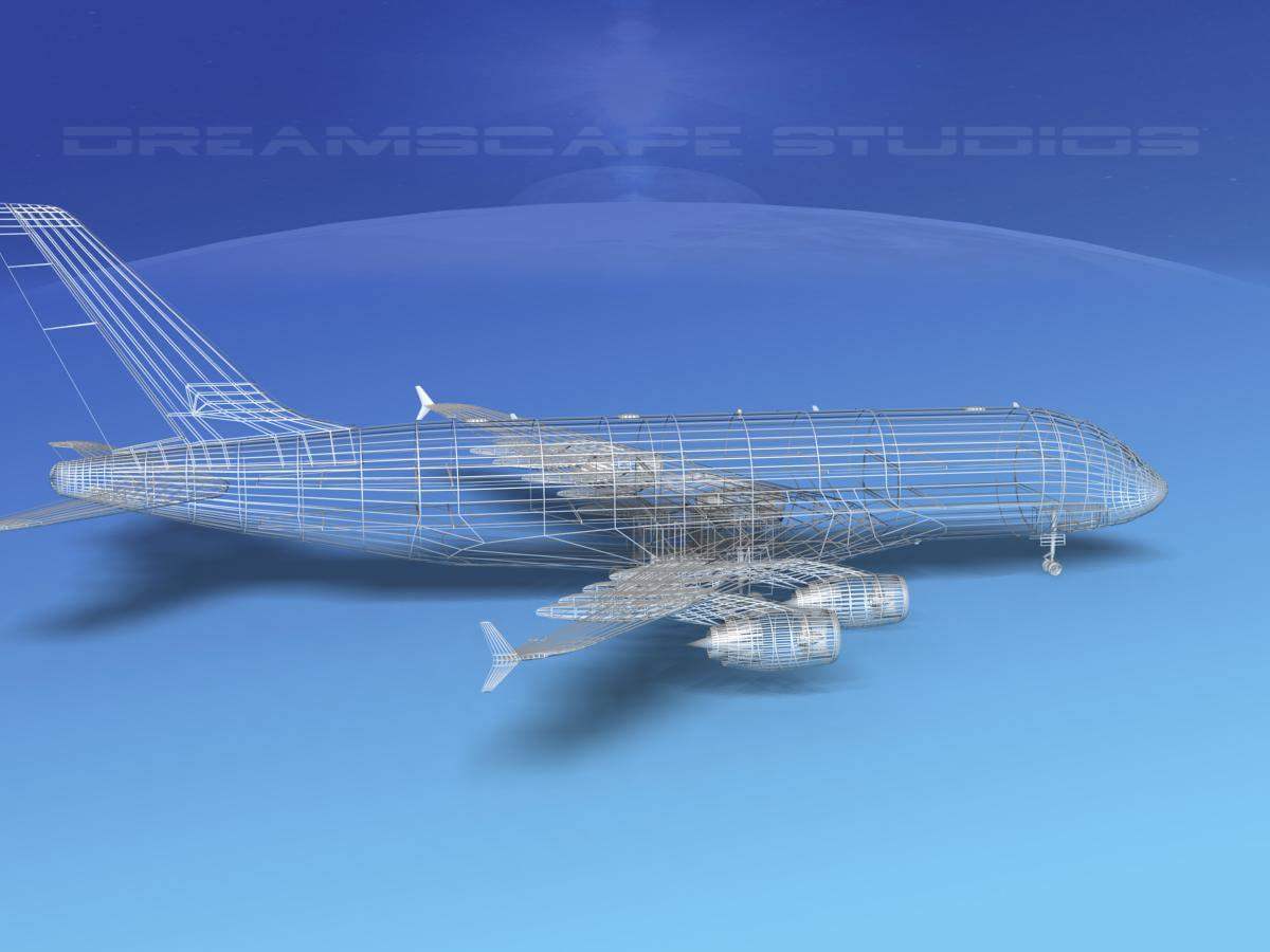 Airbus A380-800 Bare Metal 3D Model by Dreamscape Studios