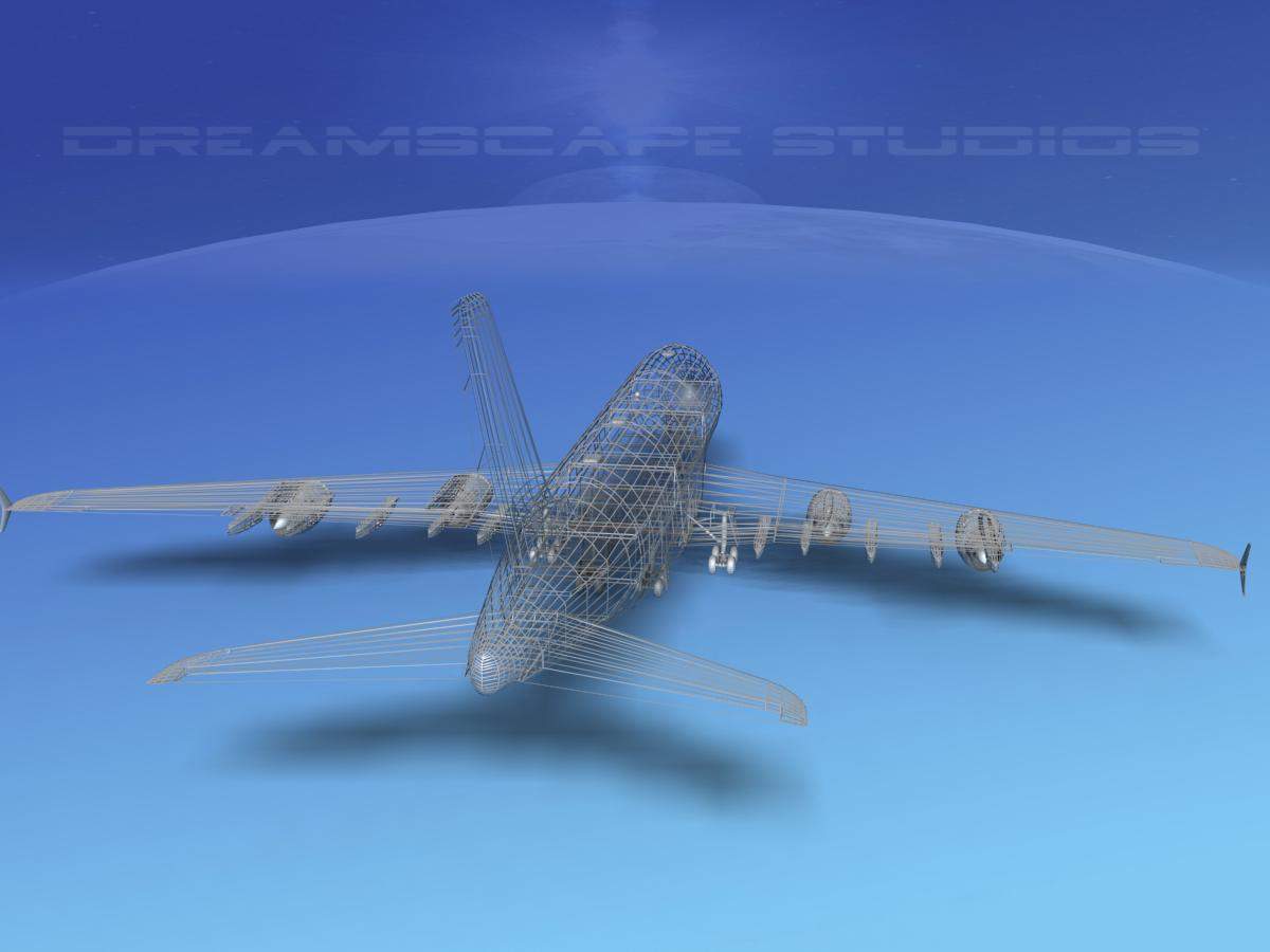 Airbus A380-800 Bare Metal 3D Model by Dreamscape Studios