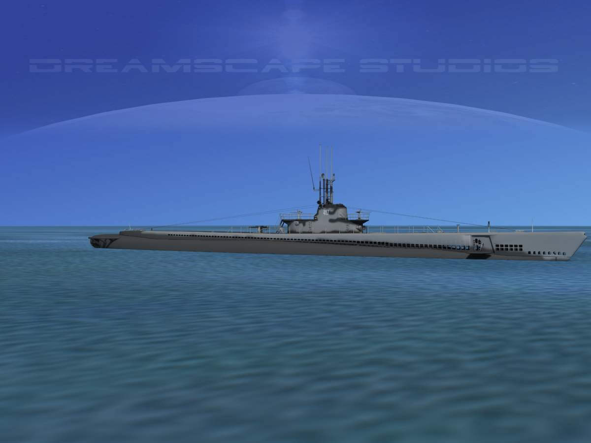 Balao Class Submarine SS287 USS Bonefin 3D Model