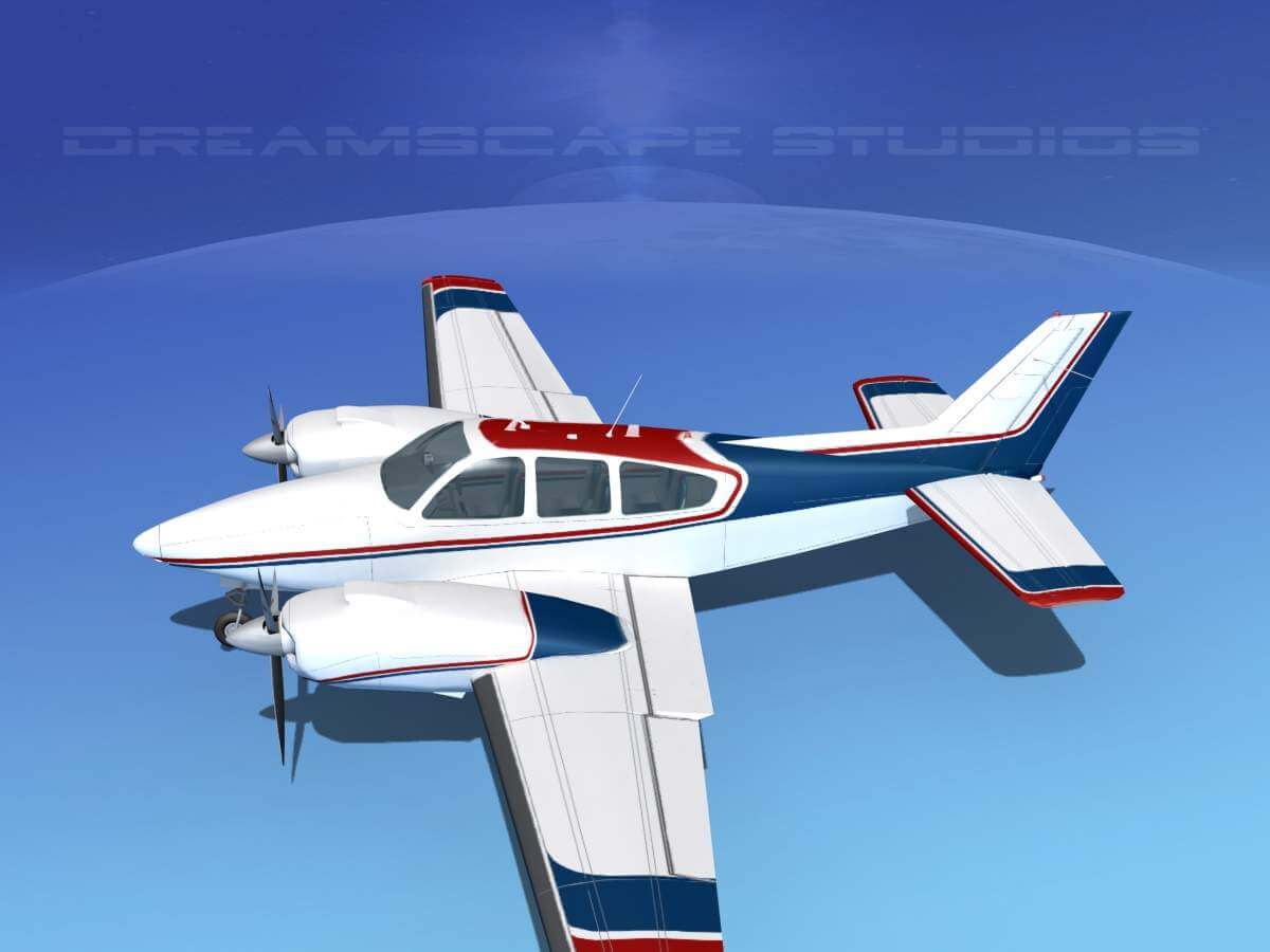 Beechcraft B55 Barron V07 - 3D Model by Dreamscape Studios