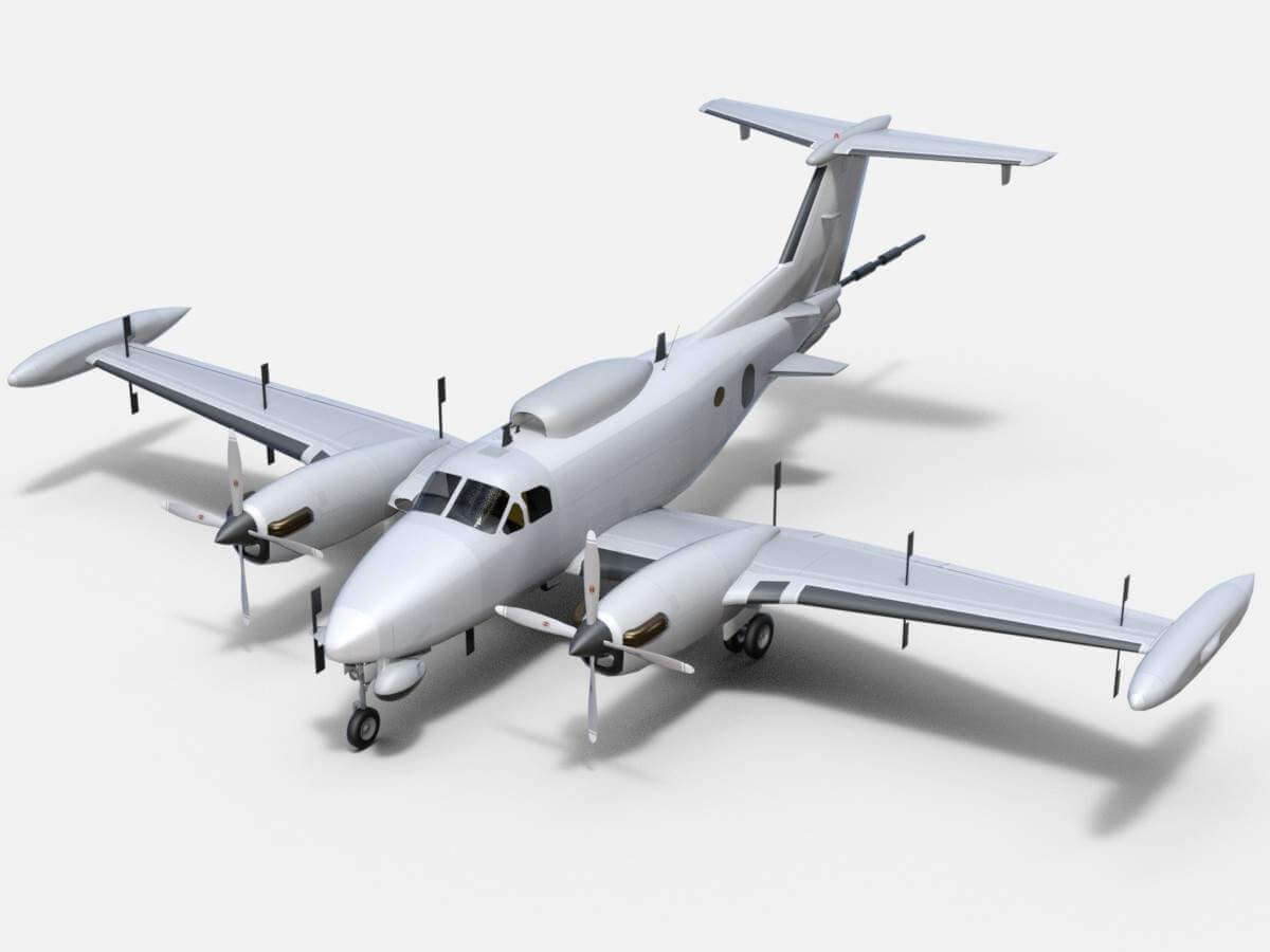 Beechcraft RC-12N Guardrail Bare Metal 3D Model by Dreamscape Studios
