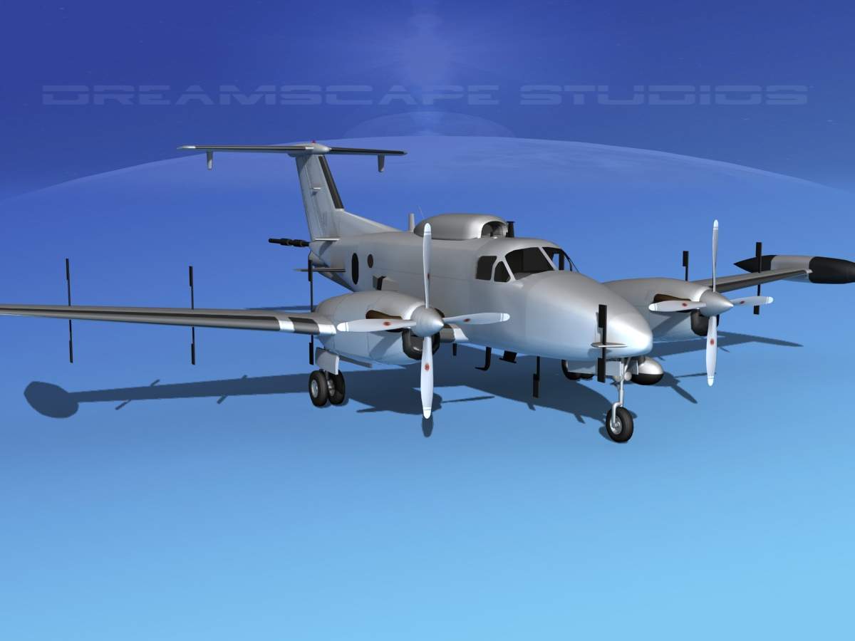 Beechcraft RC-12N Guardrail Bare Metal 3D Model by Dreamscape Studios