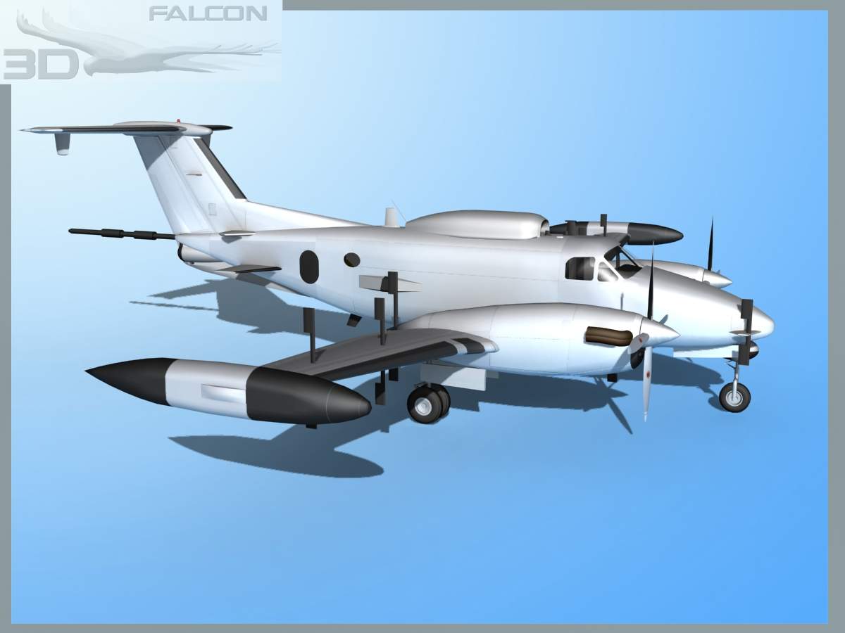 Beechcraft RC-12P Huron Guardrail 3D Model by Dreamscape Studios