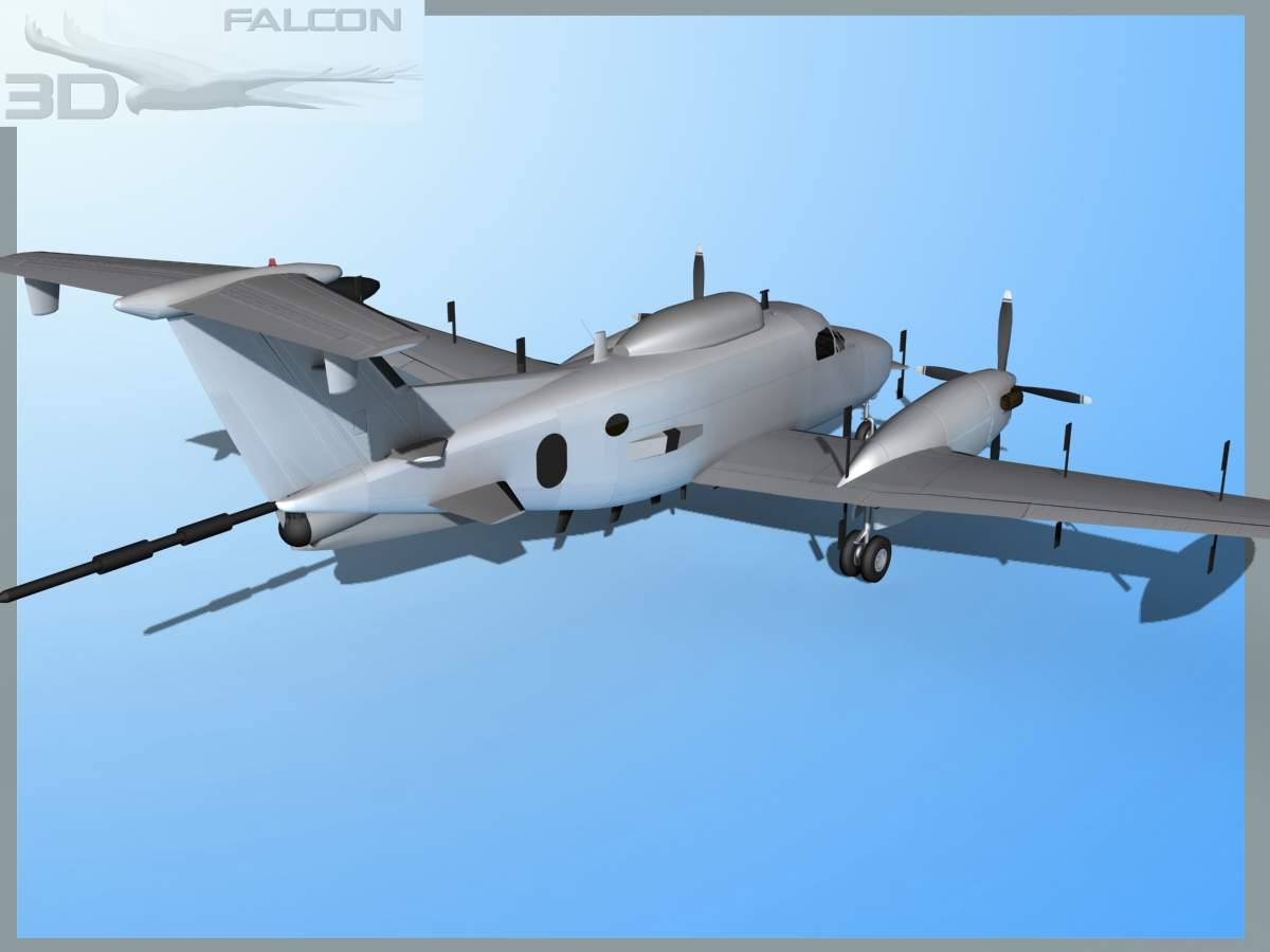 Beechcraft RC-12P Huron Guardrail 3D Model by Dreamscape Studios