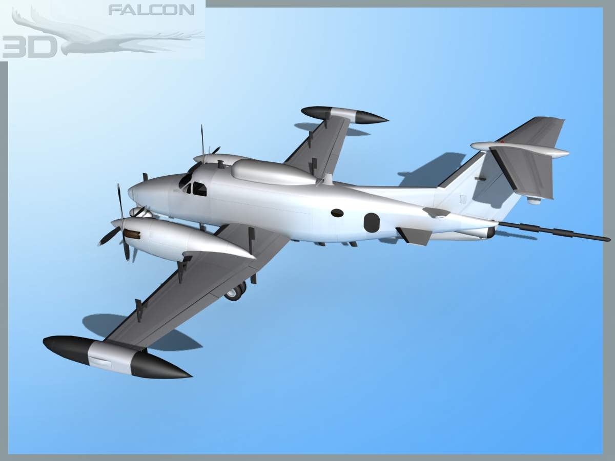 Beechcraft RC-12P Huron Guardrail 3D Model by Dreamscape Studios