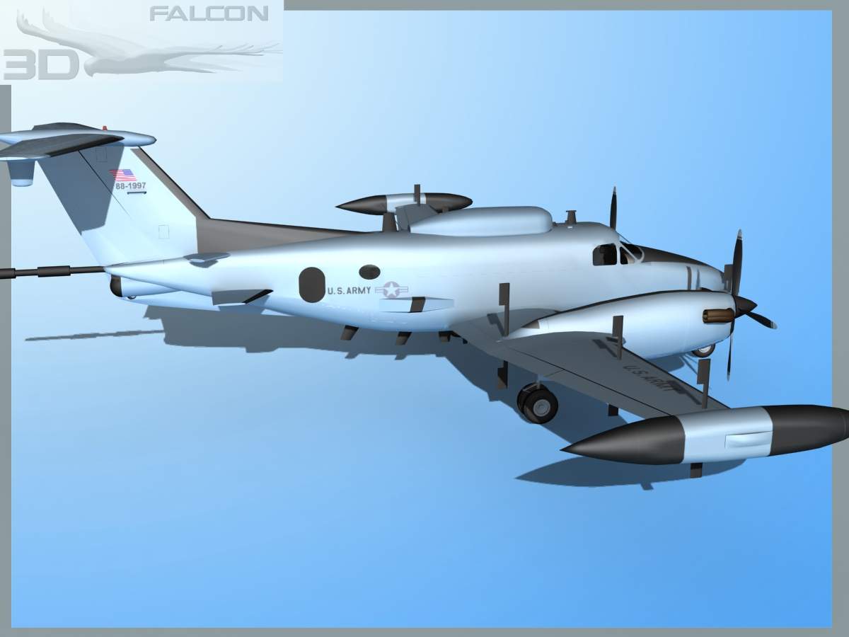 Beechcraft RC-12P Huron Guardrail 3D Model by Dreamscape Studios