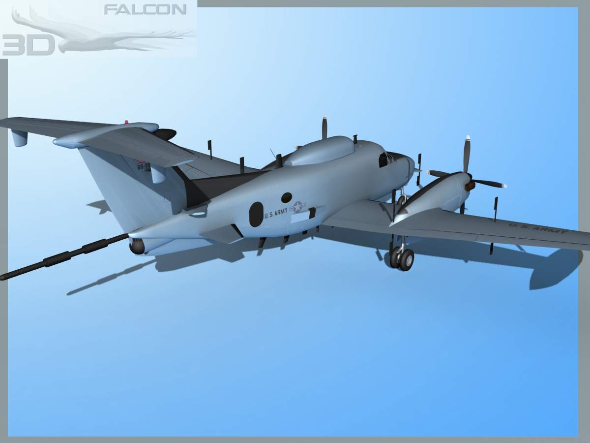 Beechcraft RC-12P Huron Guardrail 3D Model by Dreamscape Studios