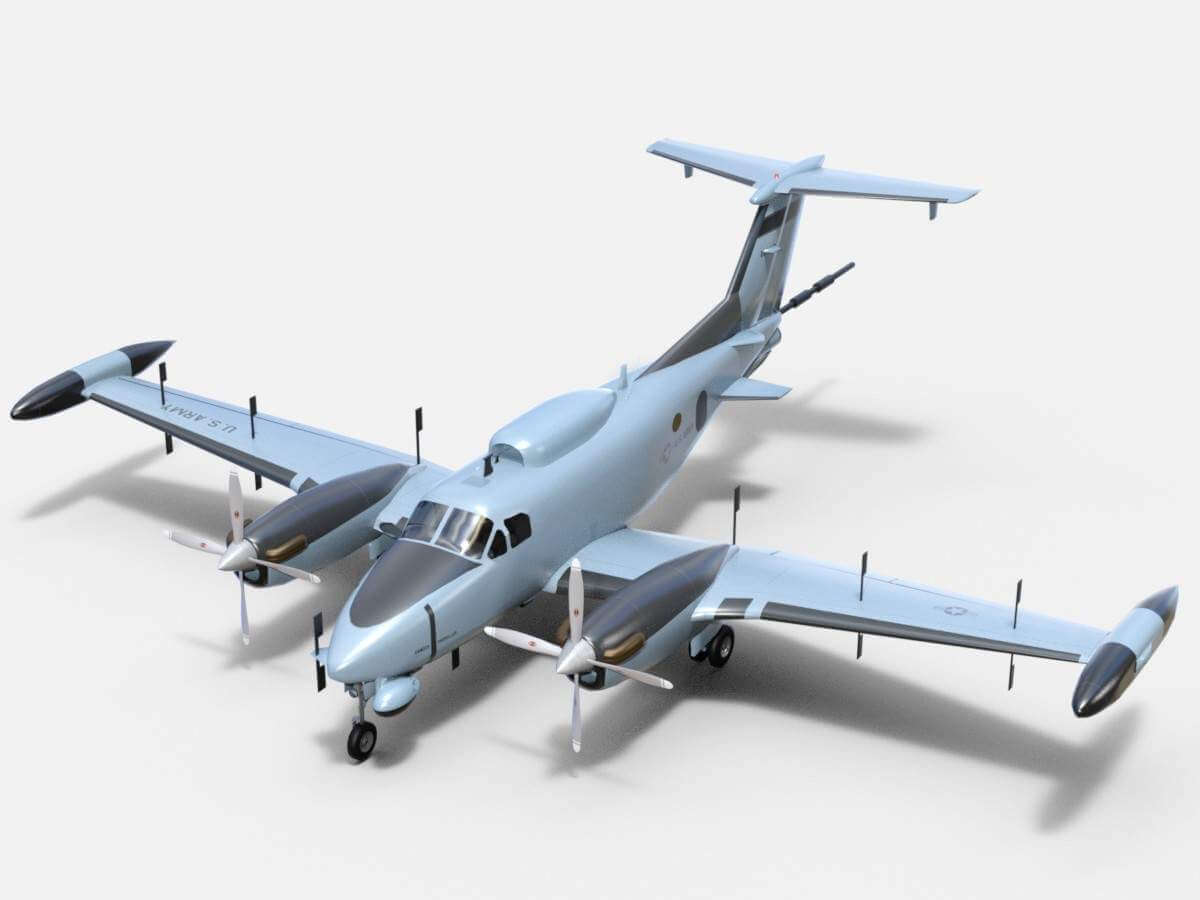 Beechcraft RC-12P Huron Guardrail 3D Model by Dreamscape Studios