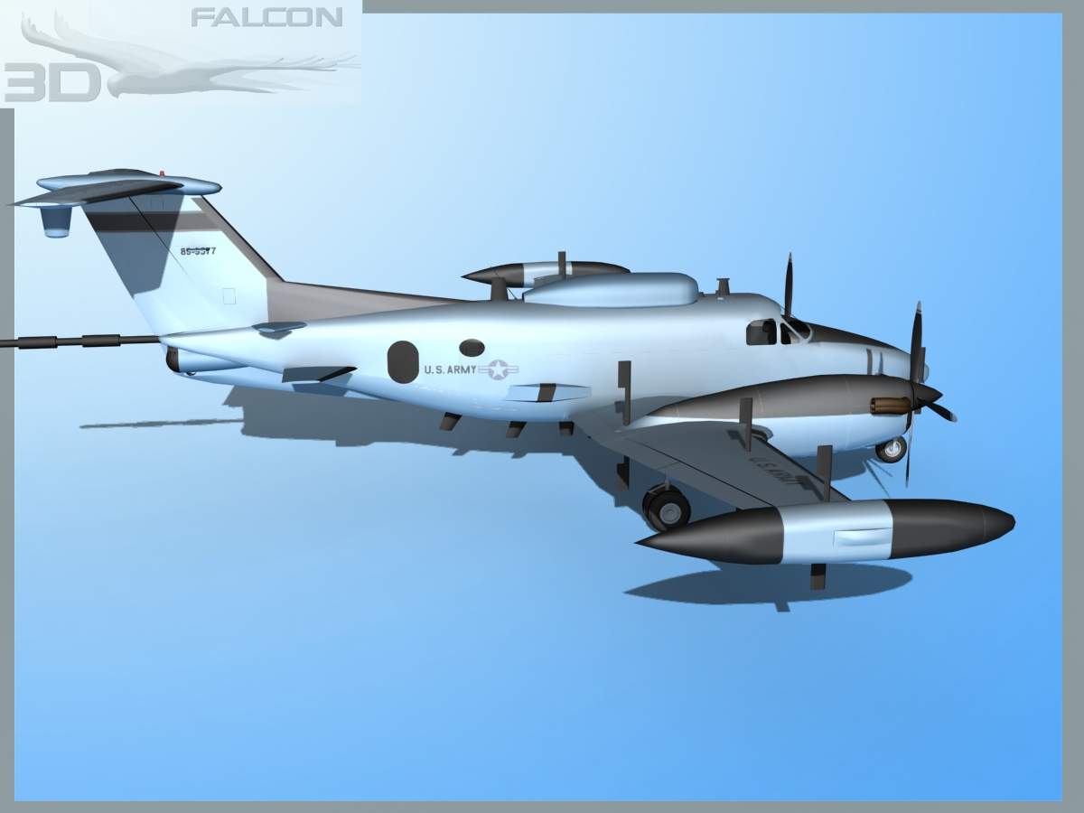 Beechcraft RC-12P Huron Guardrail 3D Model by Dreamscape Studios