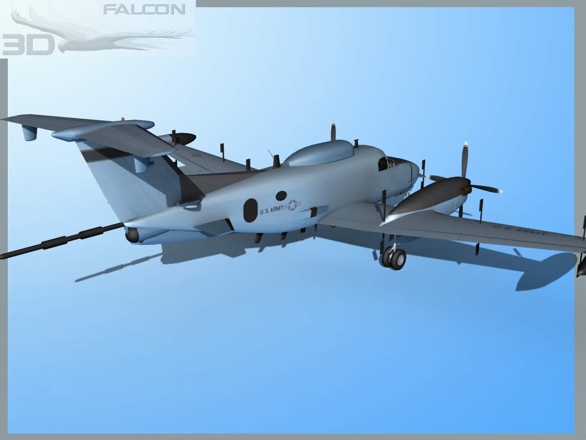 Beechcraft RC-12P Huron Guardrail 3D Model by Dreamscape Studios