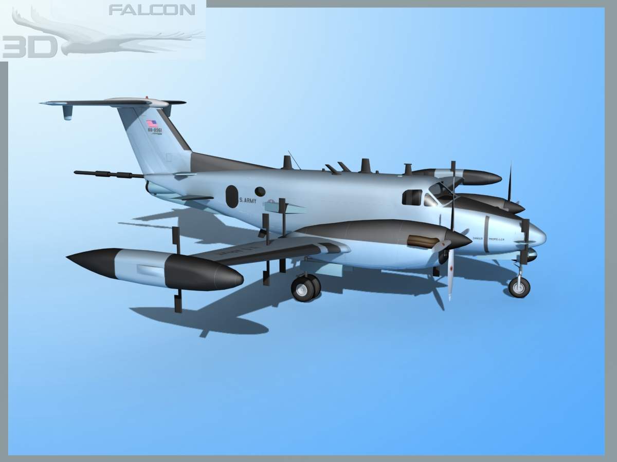 Beechcraft RC-12P Huron Guardrail 3D Model by Dreamscape Studios
