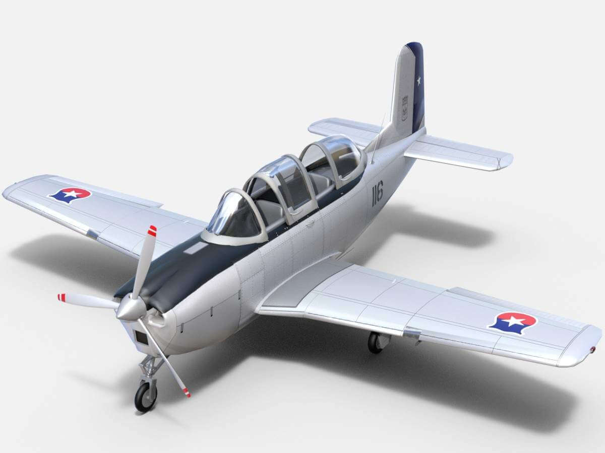 Beechcraft T-34 Mentor Chile 3D Model by Dreamscape Studios