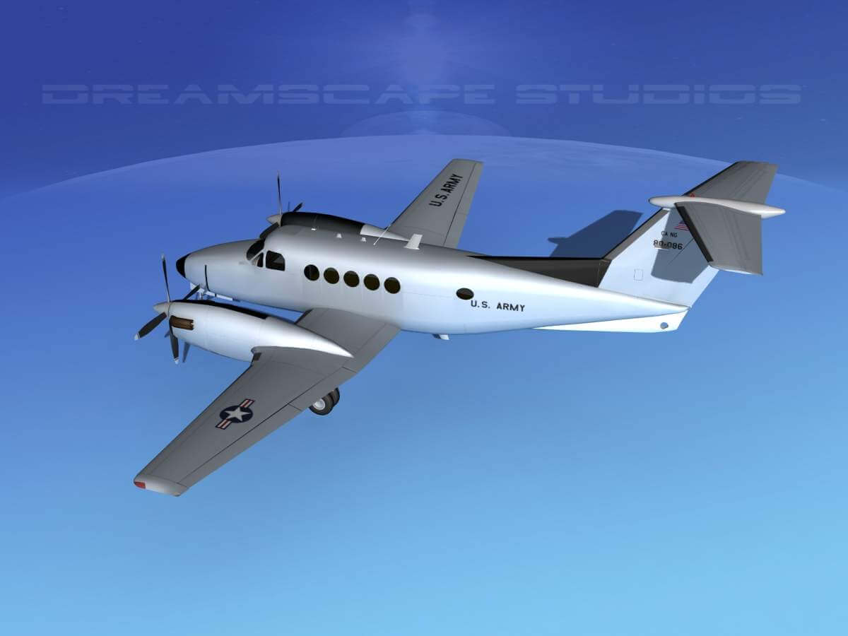 Beechcraft UC-12Q Huron US Army 3D Model by Dreamscape Studios